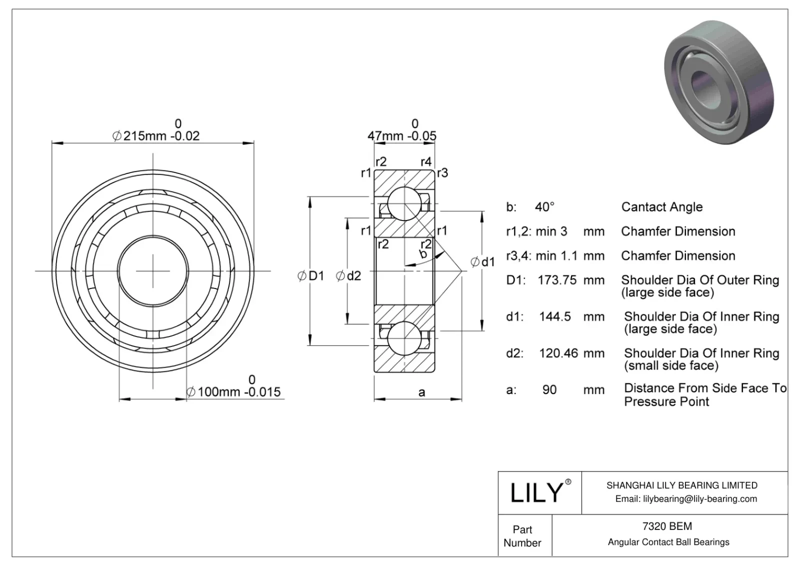 7320 BEM | Single Row Angular Contact Ball Bearings (General) - SKF ...