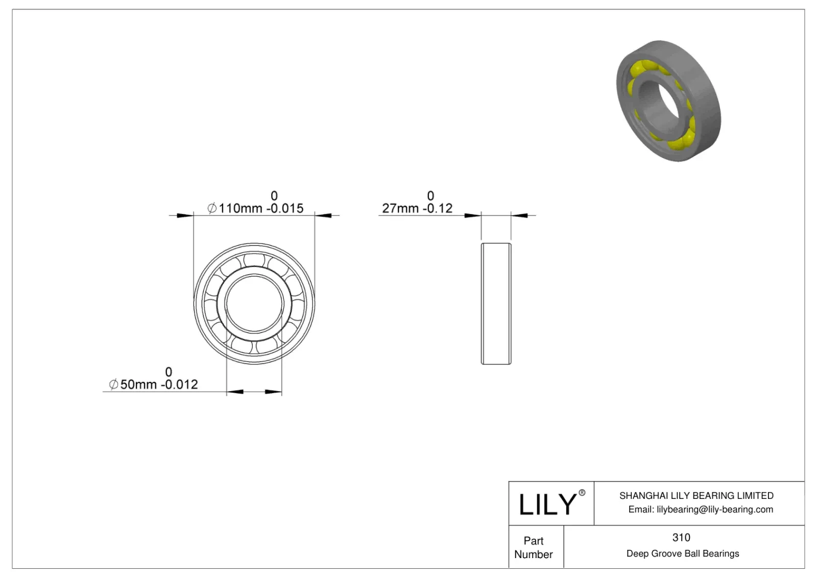 310SZZ-HYB#1 | Single Row Deep Groove Ball Bearings - SKF | LILY Bearing