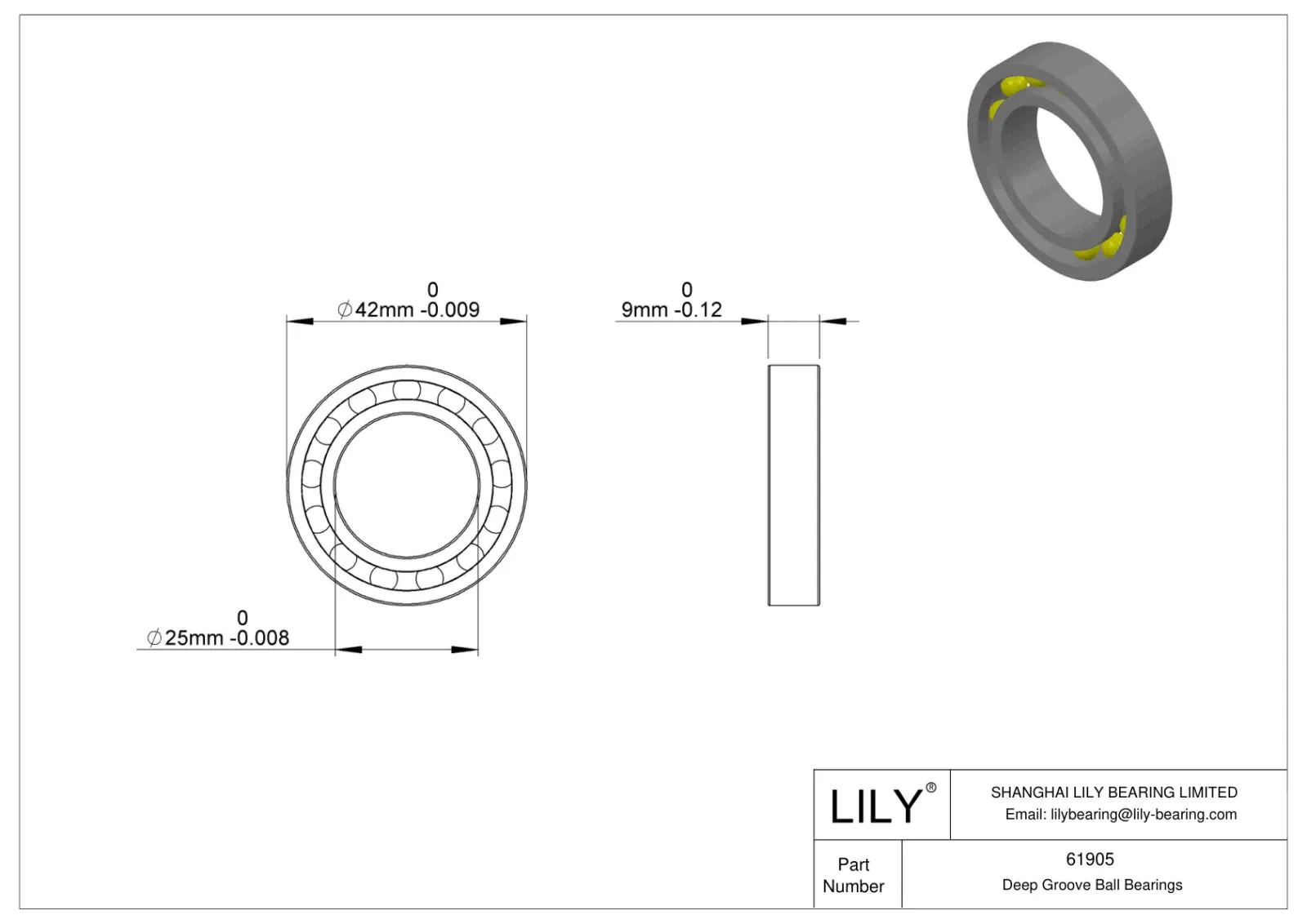 61905-2RZ/C2 | Single Row Deep Groove Ball Bearings - SKF | LILY Bearing