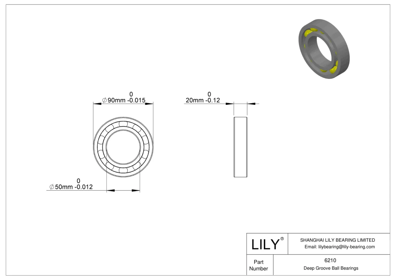 6210-2RS1/C2GJN | Single Row Deep Groove Ball Bearings - SKF | LILY Bearing