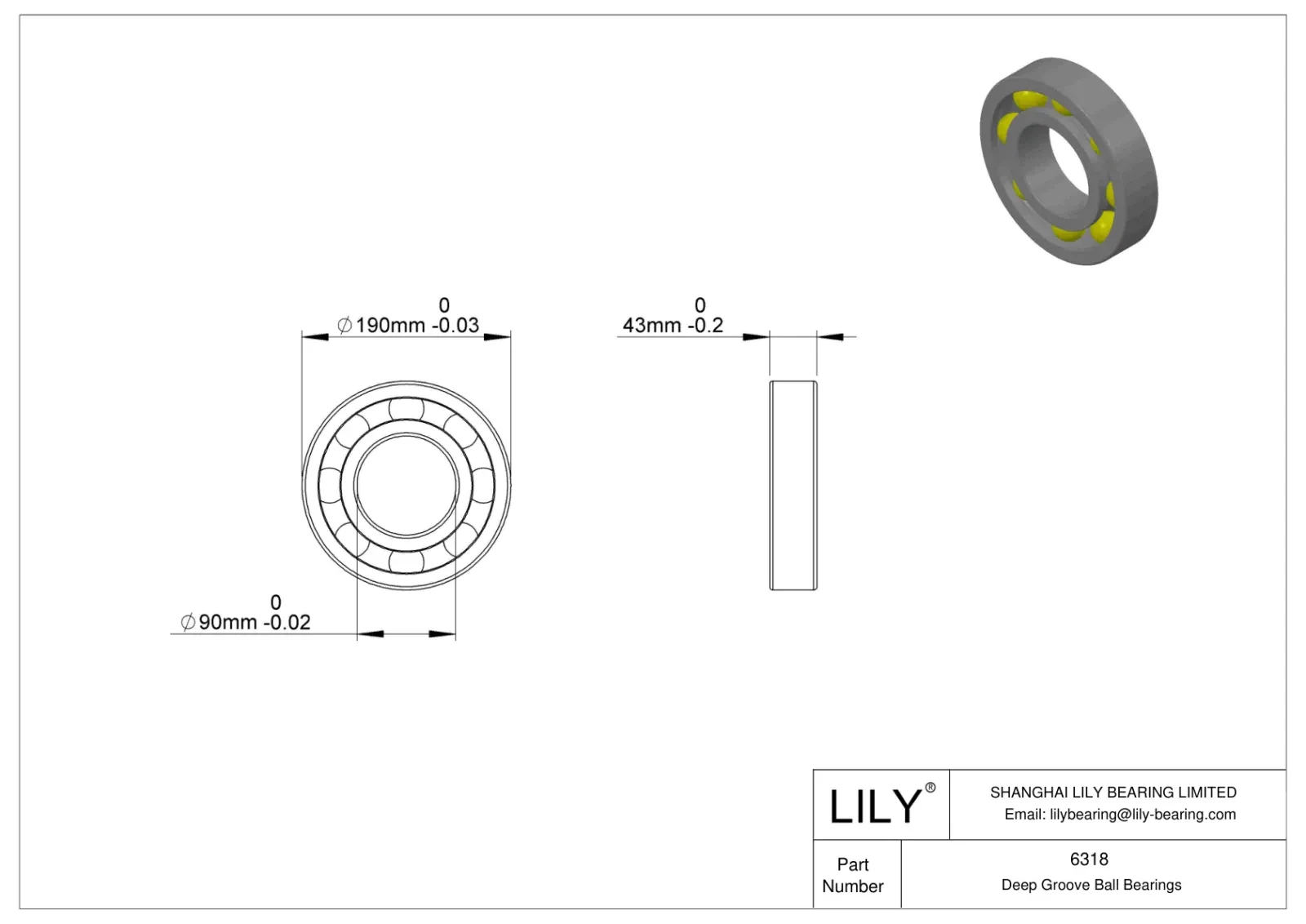 6318 | Single Row Deep Groove Ball Bearings - SKF | LILY Bearing