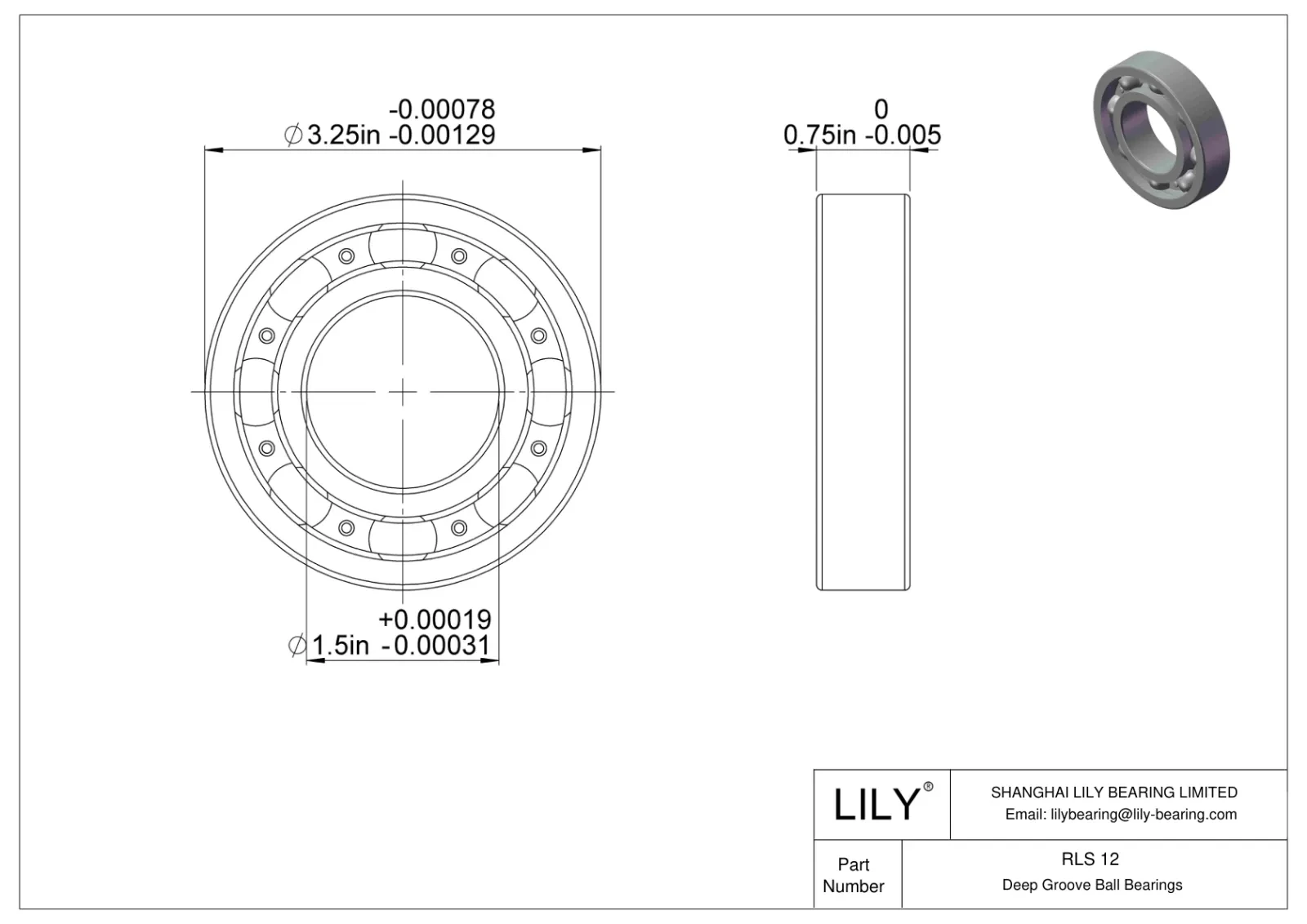 RLS 12 | Single Row Deep Groove Ball Bearings - SKF | LILY Bearing
