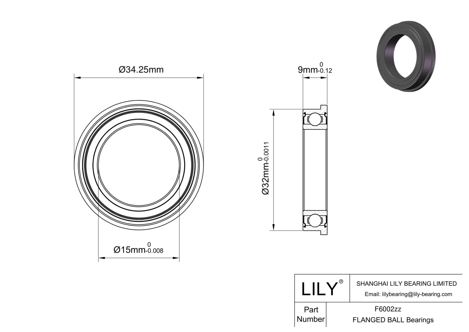 F6002zz | Standard Flanged Ball Bearings | LILY Bearing