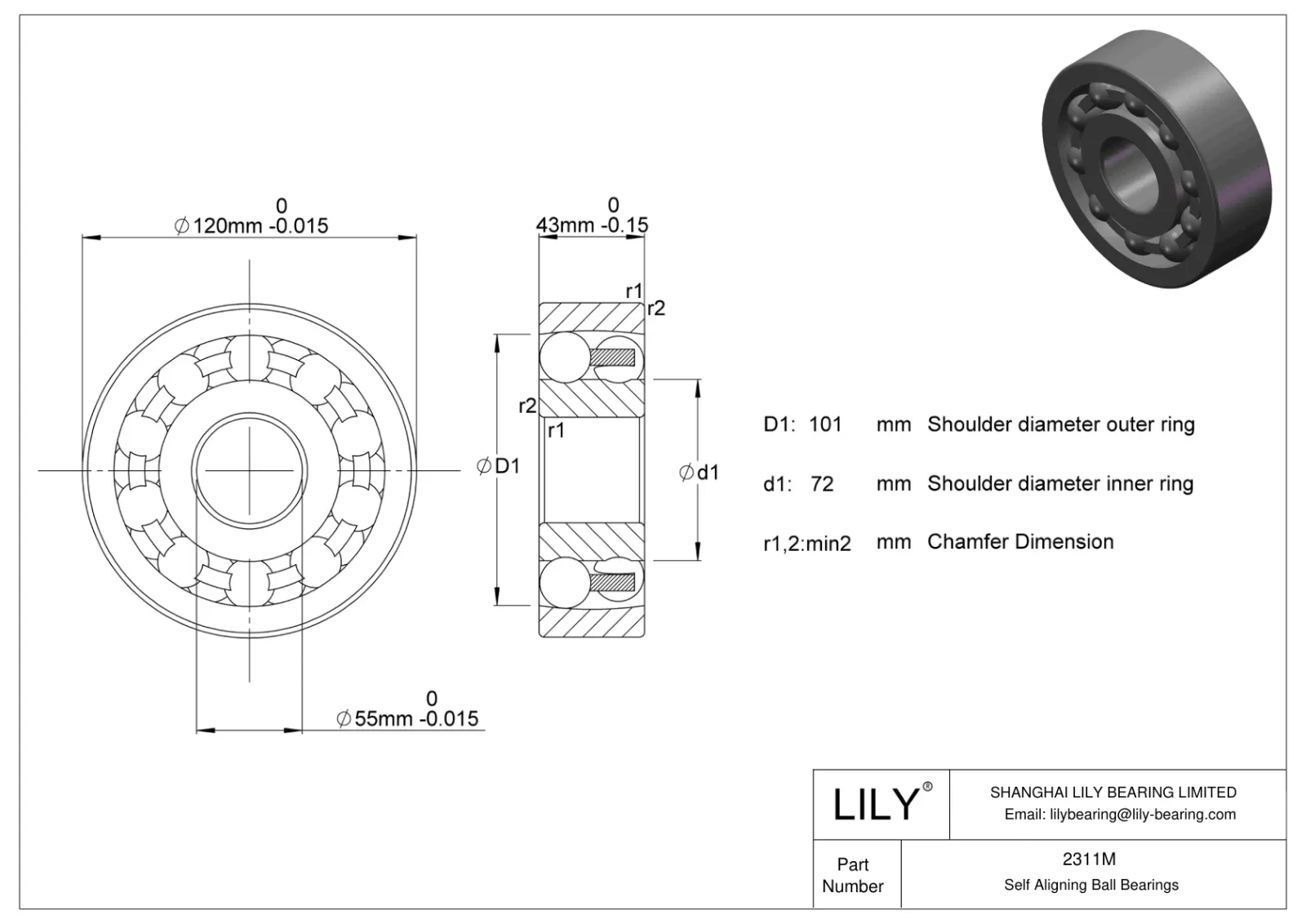 2311 M | Self Aligning Ball Bearings - SKF | LILY Bearing
