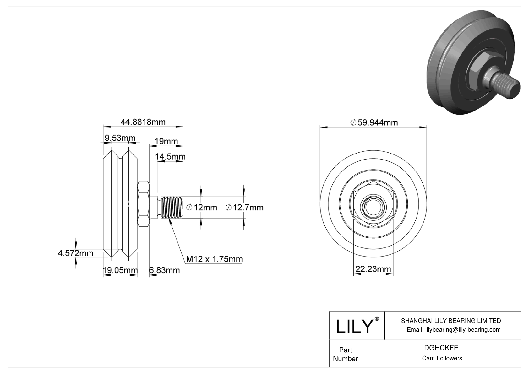3672K54 | Eccentric Stud Cam Follower | LILY Bearing