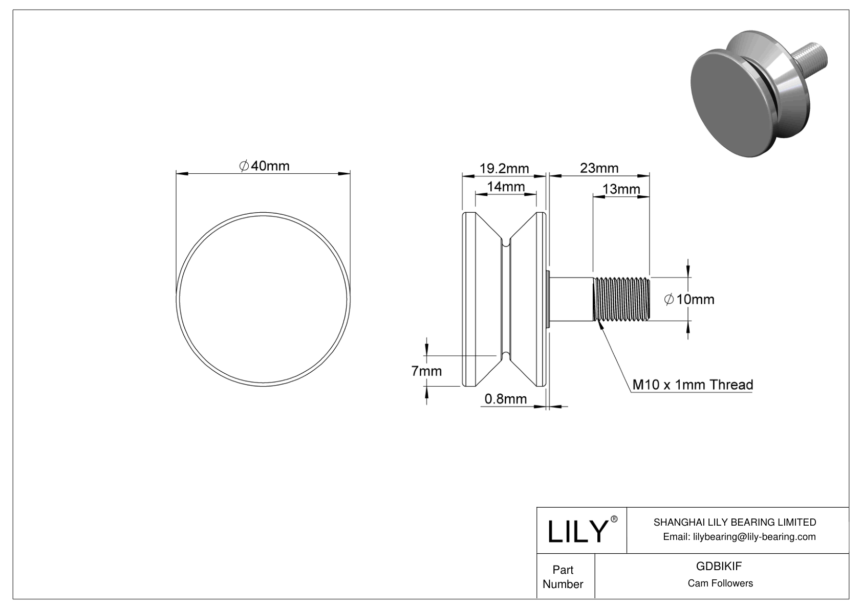 6318K85 | V Groove Stud Cam Follower | LILY Bearing