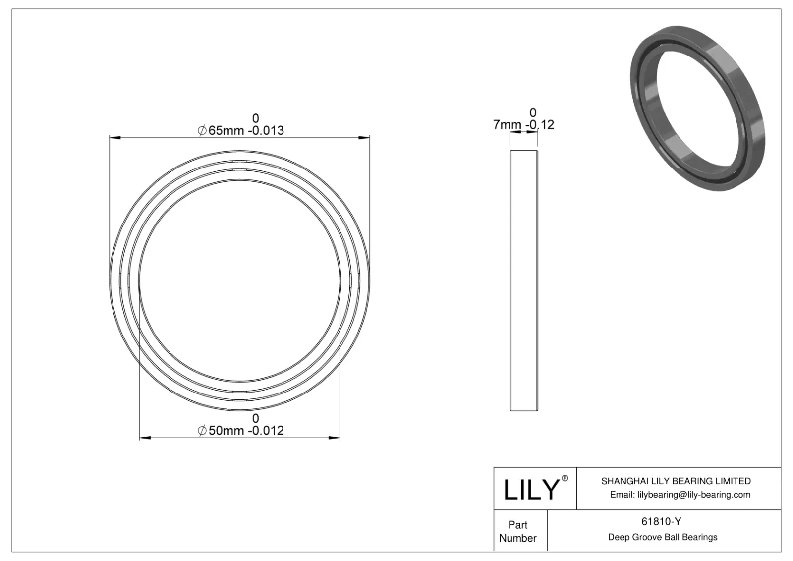 61810-Y | FAG General Deep Groove Ball Bearing - FAG | LILY Bearing