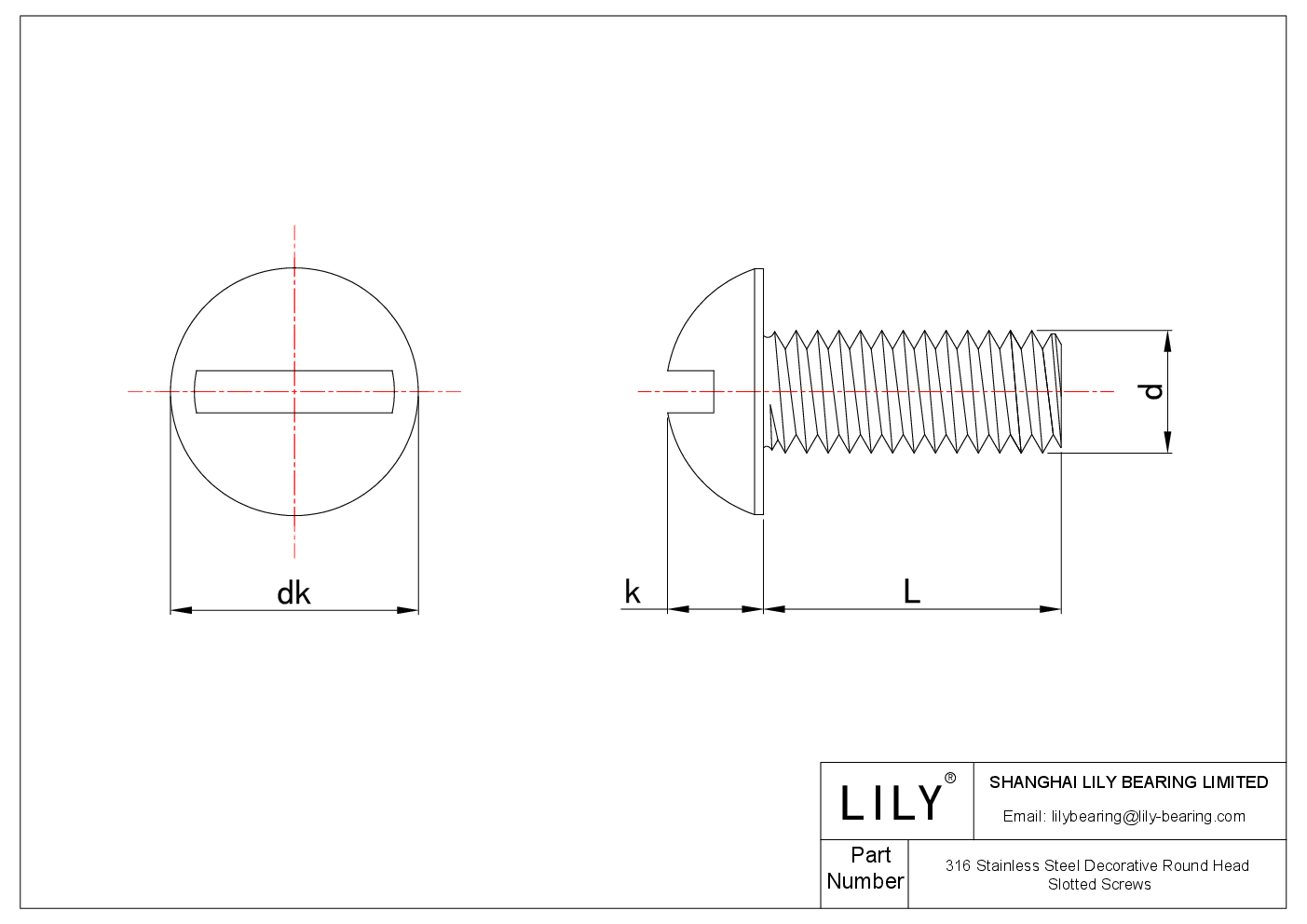 91857A144 | 316 Stainless Steel Decorative Round Head Slotted Screws ...