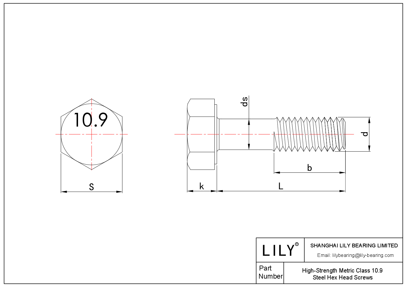 95327A684 | High-Strength Metric Class10.9 Steel Hex Head Screws | LILY ...