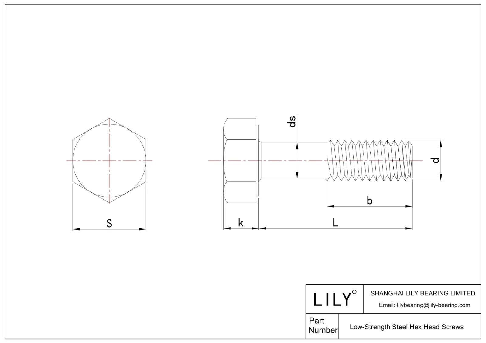 91309A599 | Low-Strength Steel Hex Head Screws | LILY Bearing