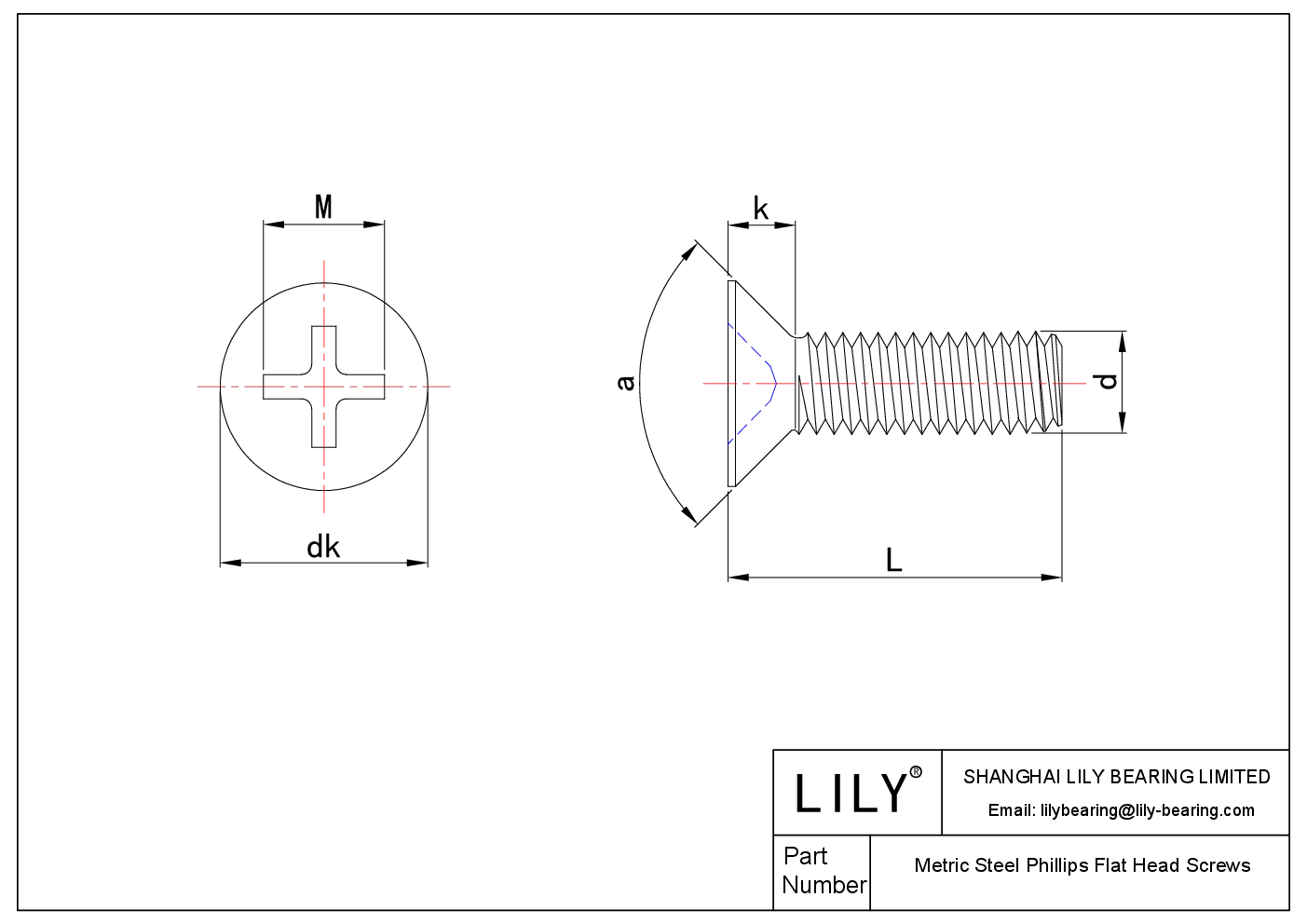 91420A005 | Metric Steel Phillips Flat Head Screws | LILY Bearing