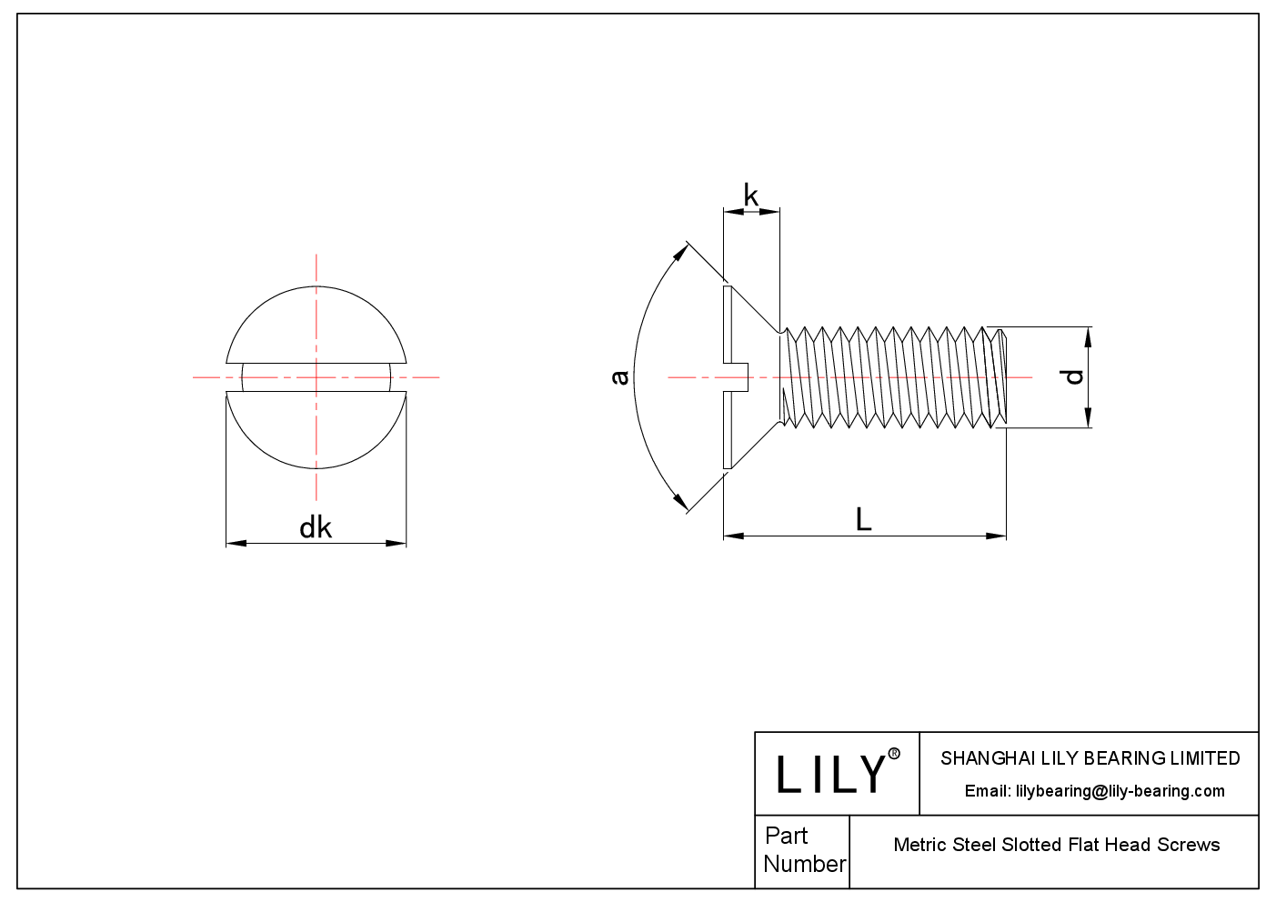 90274A228 | Metric Steel Slotted Flat Head Screws | LILY Bearing