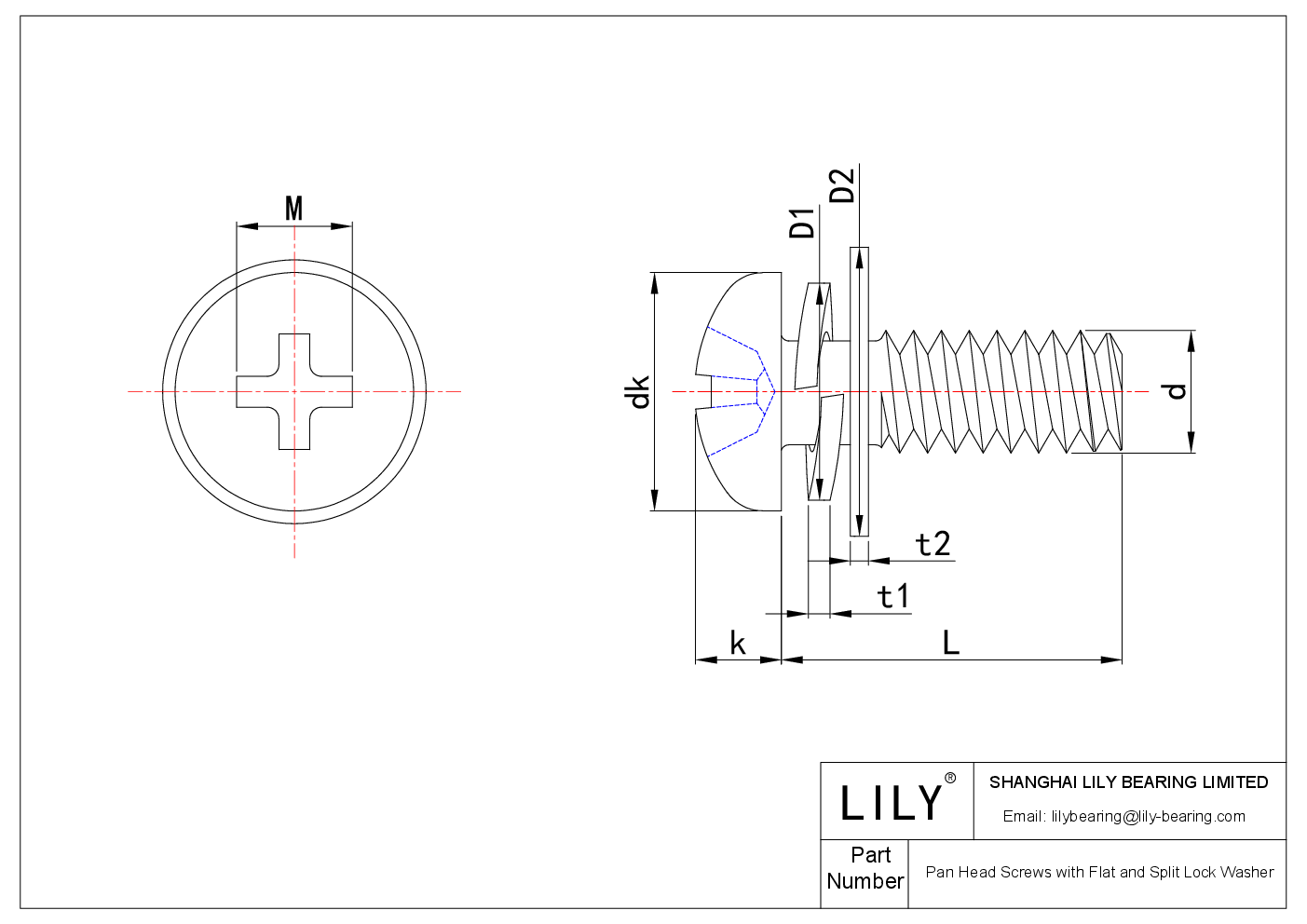 95092A516 | Pan Head Screws with Flatand Split Lock Washer | LILY Bearing