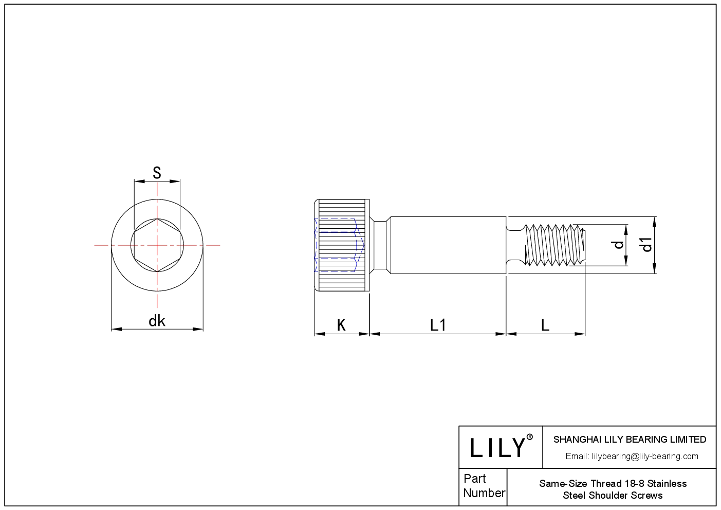 91273A157 | Same-Size Thread 18-8Stainless Steel Shoulder Screws | LILY ...