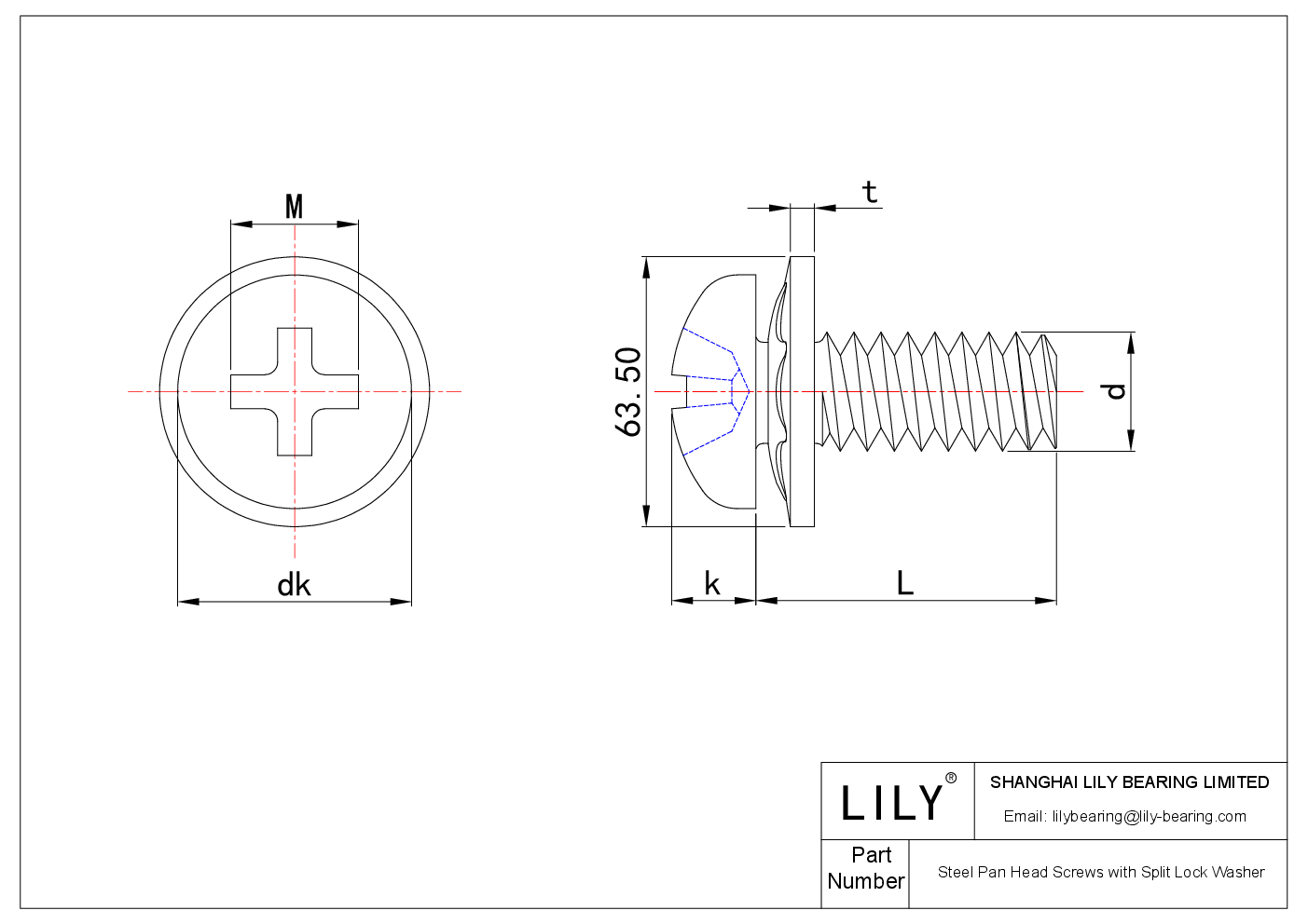 93405A106 | Steel Pan Head Screws with Split Lock Washer | LILY Bearing