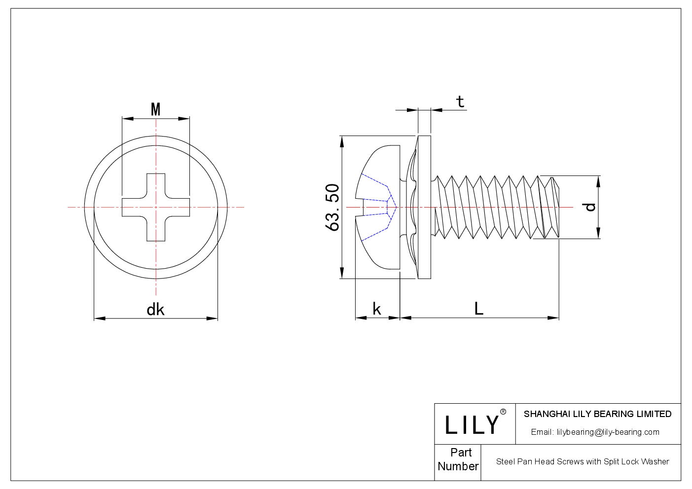 93405A829 | Steel Pan Head Screws with Split Lock Washer | LILY Bearing
