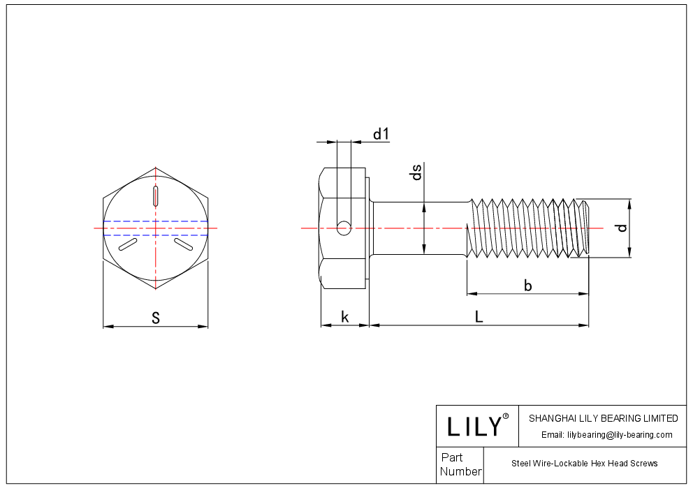 90124A587 | Steel Wire-Lockable Hex Head Screws | LILY Bearing