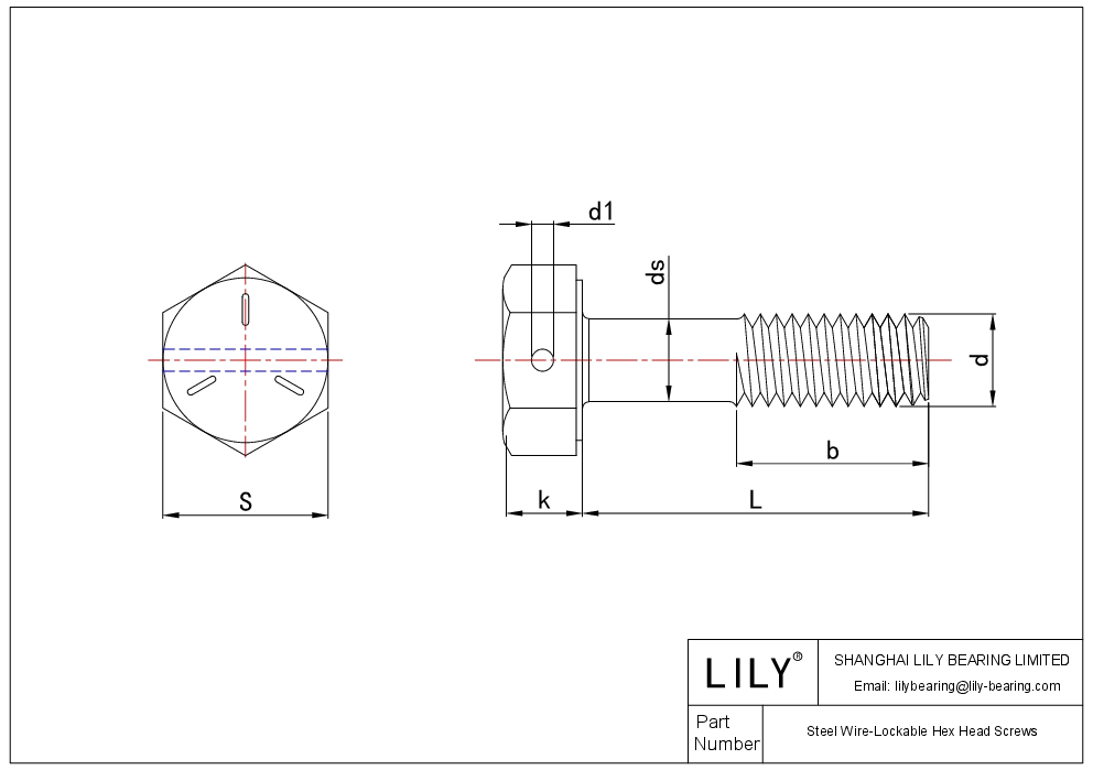90124A325 | Steel Wire-Lockable Hex Head Screws | LILY Bearing