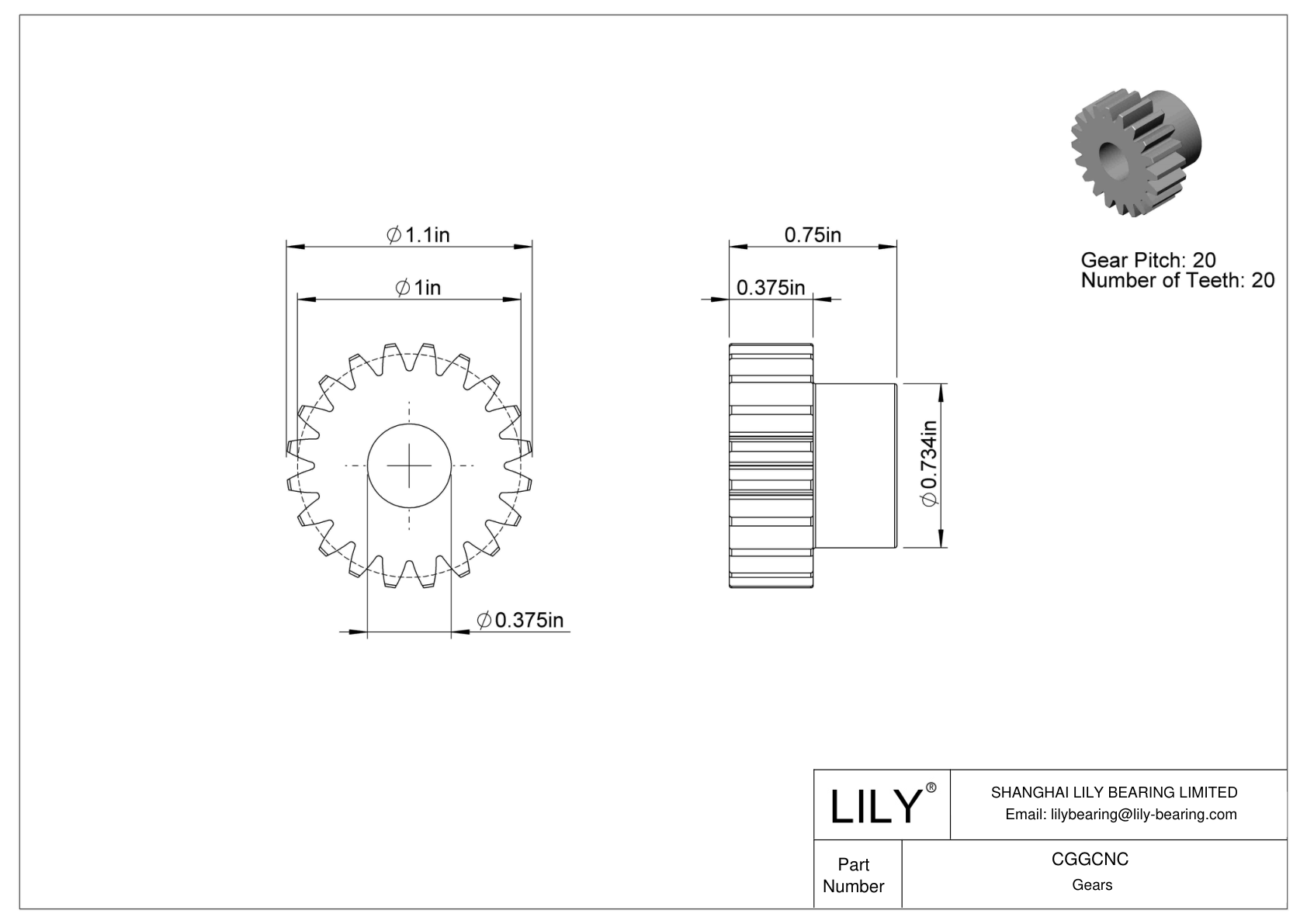 2662N2 | Plastic Inch Gears - 20° Pressure Angle | LILY Bearing