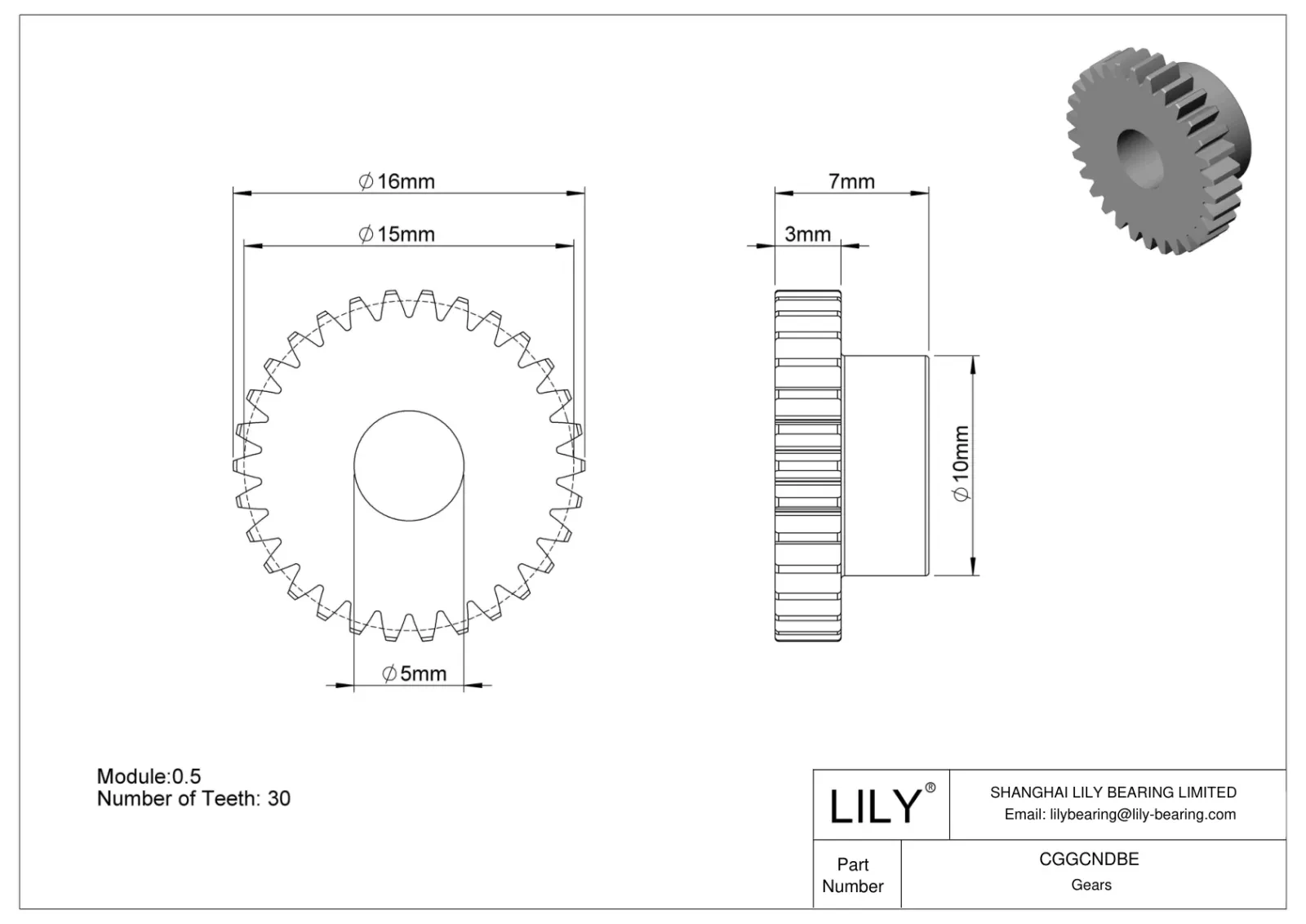 2662N314 | Plastic Metric Gears - 20° Pressure Angle | LILY Bearing