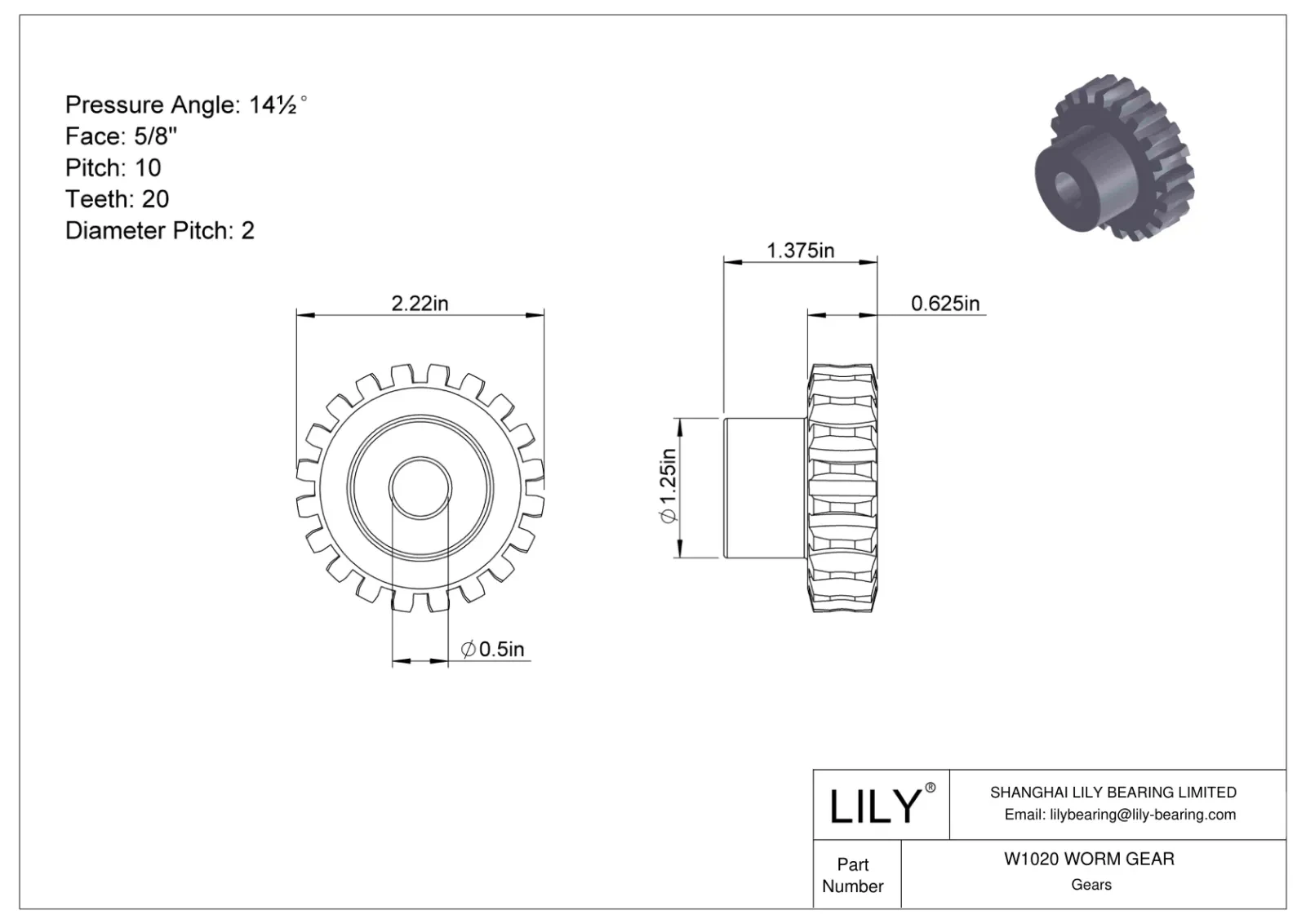 W1020 WORM GEAR | Worms and Worm Gears - Martin | LILY Bearing