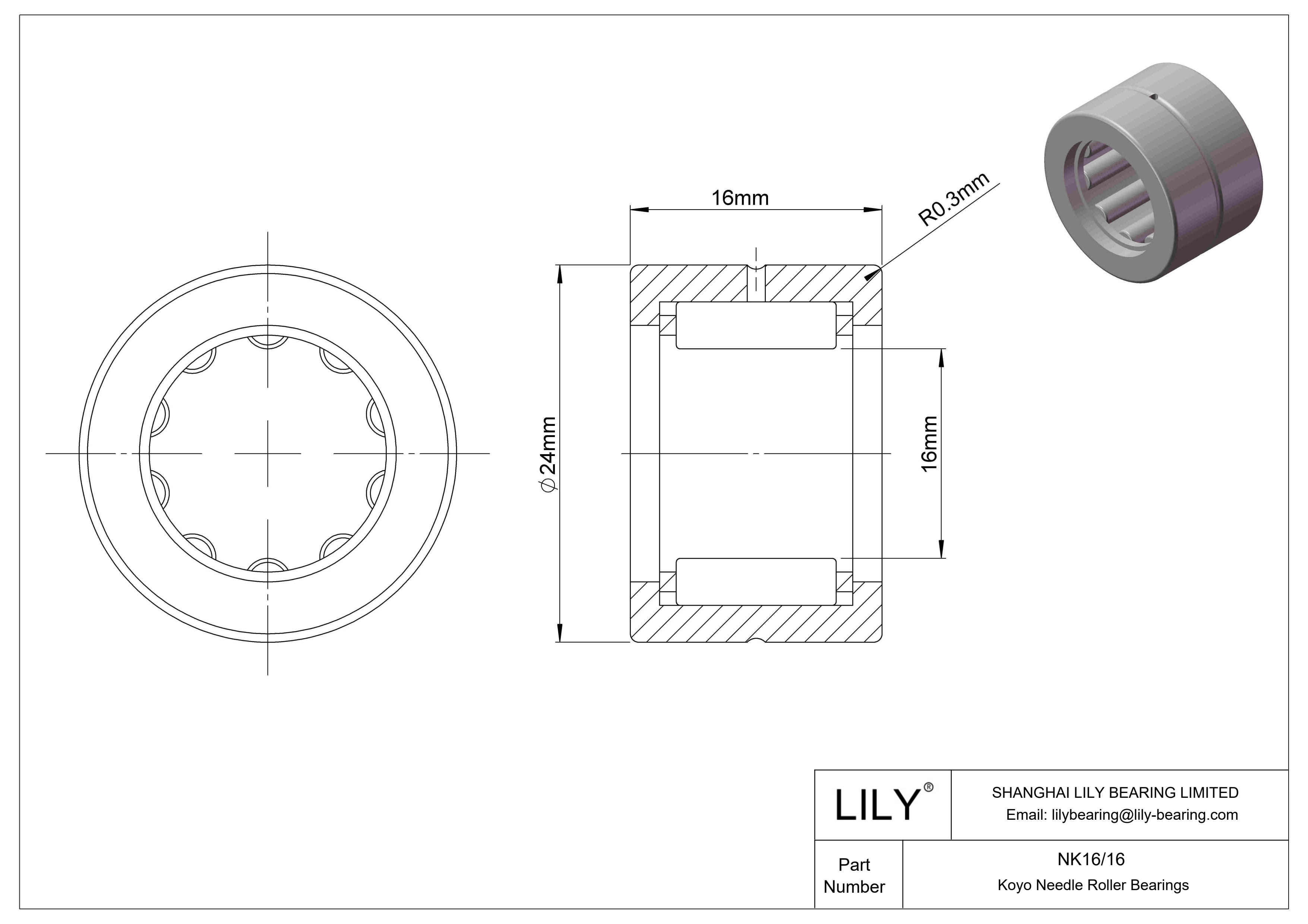 NK16/16 | Heavy Duty Needle Roller Bearings | LILY Bearing