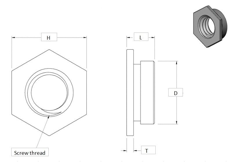94674A515 | Flush-Mount Press-Fit Nuts for Sheet Metal | LILY Bearing