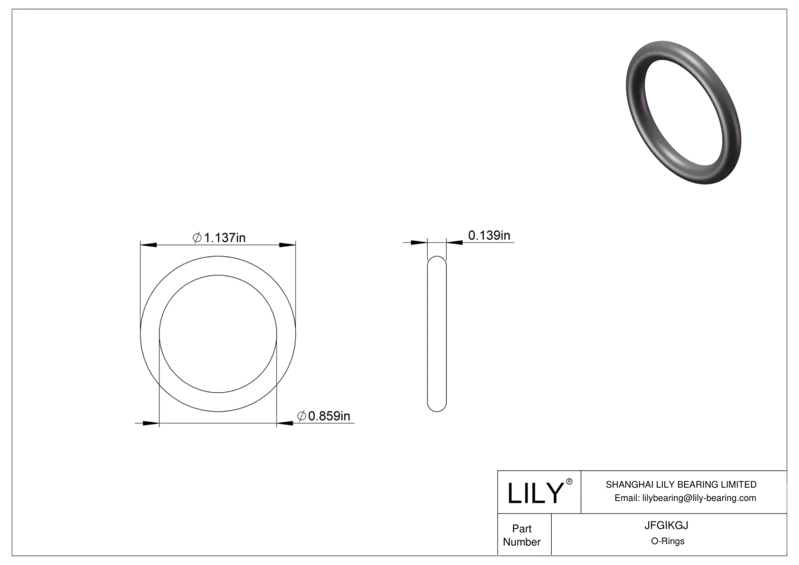 9568K69 | Chemical Resistant O-rings Round | LILY Bearing