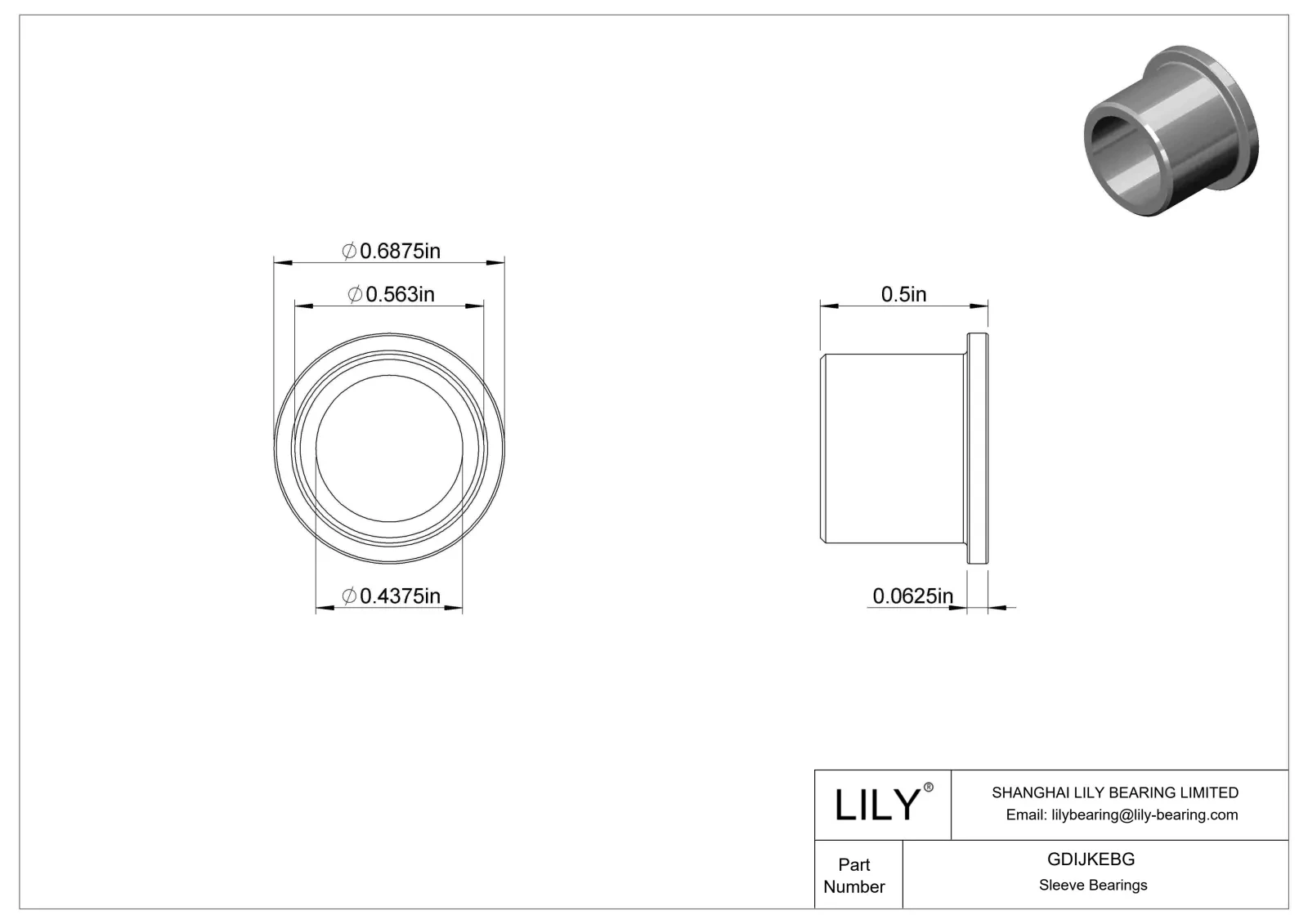 6389K416 | Light Duty Dry-Running Flanged Sleeve Bearings | LILY Bearing