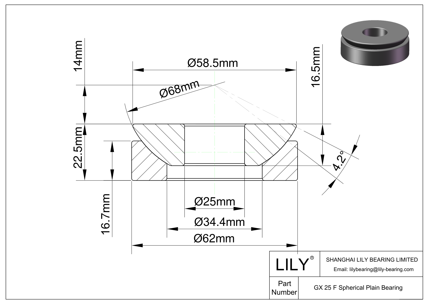 GX 25 F | Thrust Spherical Plain Bearings - SKF | LILY Bearing