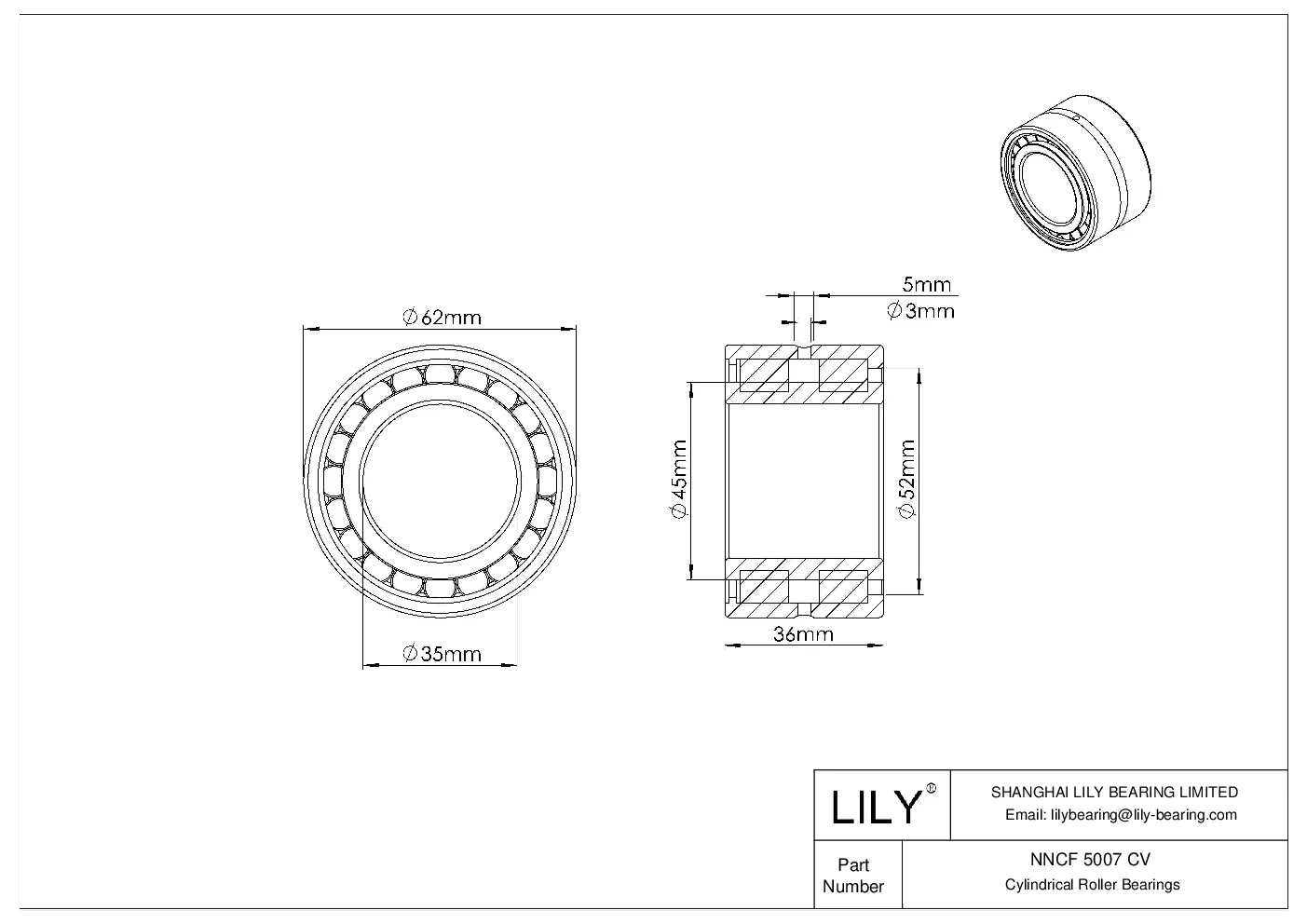 NNCF 5007 CV | Double Row Full Complement Cylindrical Roller Bearings ...