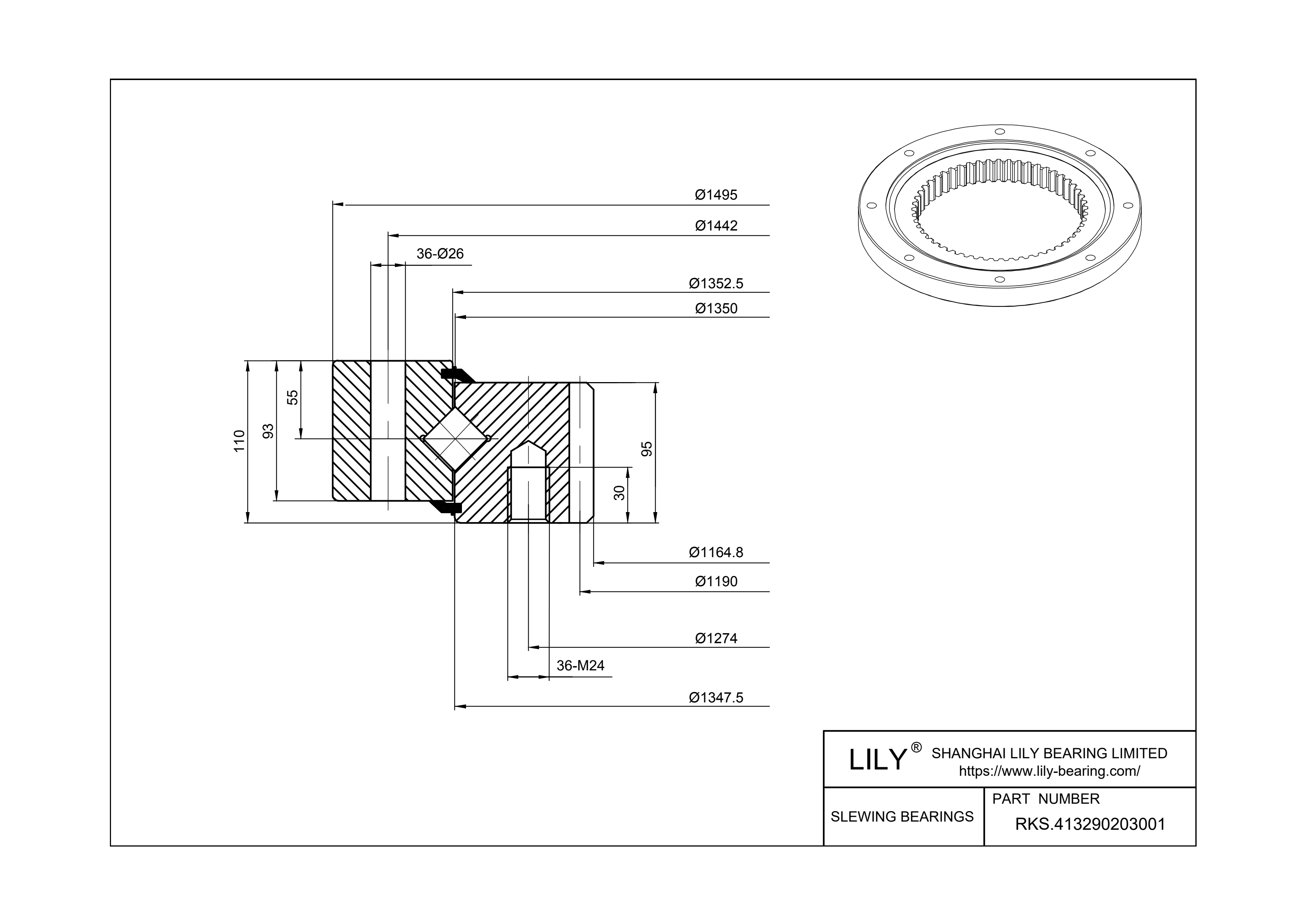 RKS.413290203001 | Cross Roller Slewing Ring Bearing - SKF | LILY Bearing